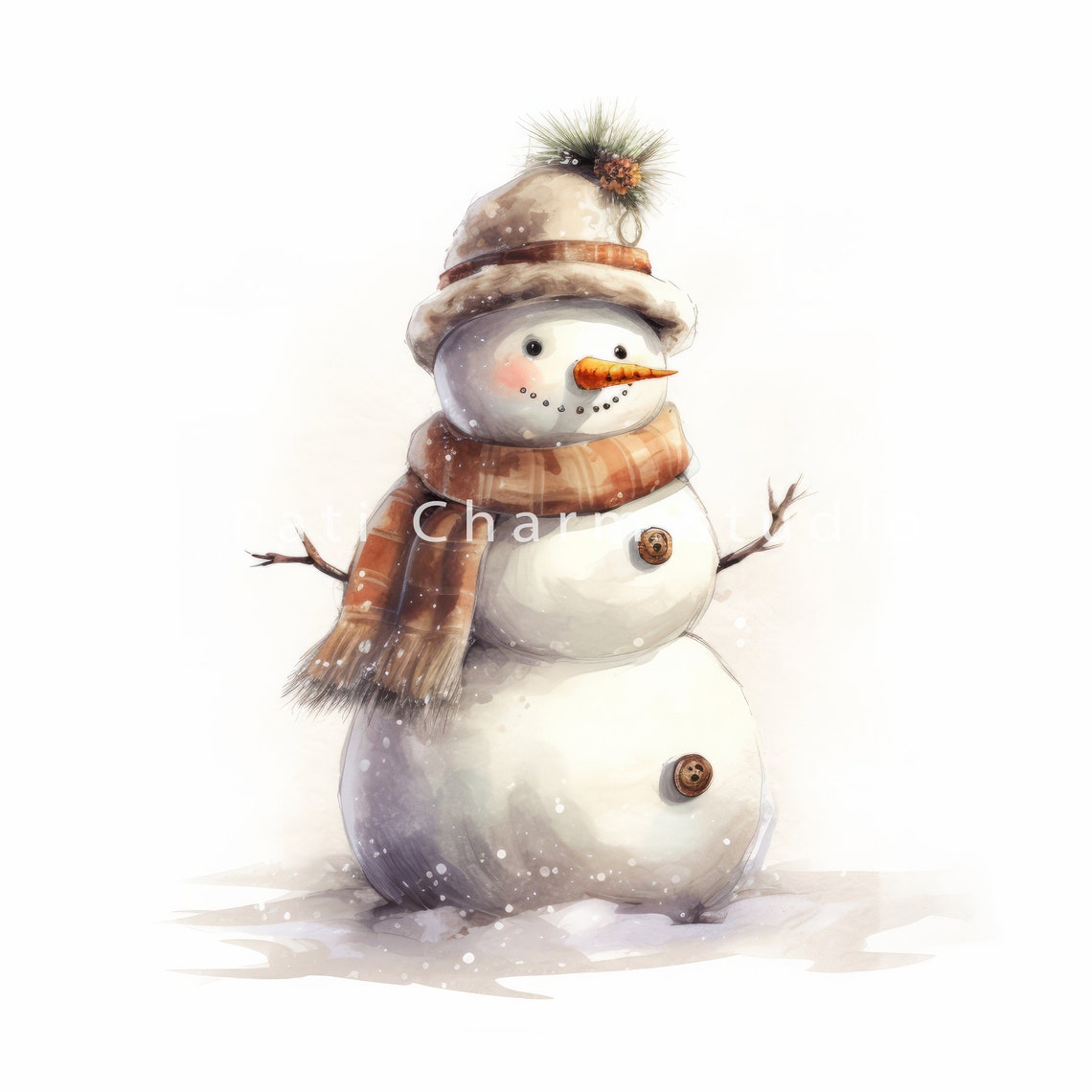 9 Snowman Clipart, Watercolor Christmas for Commercial Use, Cute ...