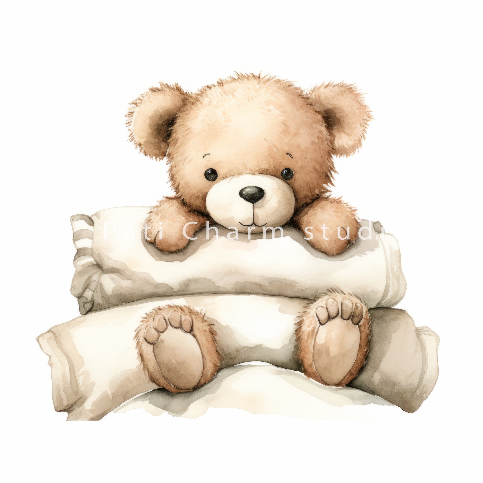 Cozy Teddy Bear Clipart, High Resolution JPG, Nursery Clipart Bundle ...