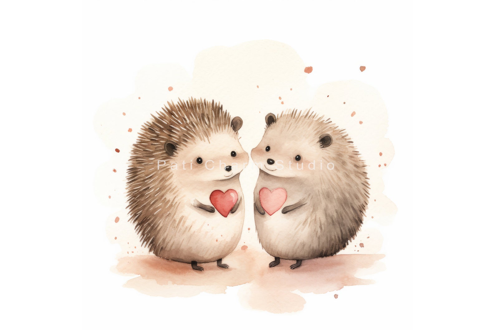 Hedgehog in Love Clipart Bundle, Valentine Clipart, Watercolor Hedgehog ...