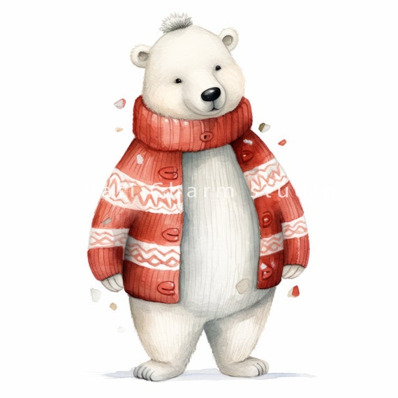 Winter Polar Bear Clip Art Cute Little Polar Bear Set Winter Stock