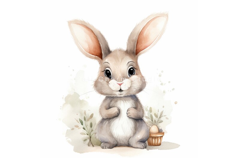 Easter Bunny With Egg Clipart Bundle, Easter Egg Clipart, Cute Easter ...