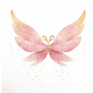 Glittery Pink Fairy Clipart Set, Watercolor Fairy Clipart, Nursery Wall ...