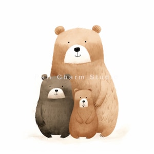 Cute Bear Family Clipart Bundle, High Quality Jpgs, Watercolor Nursery ...