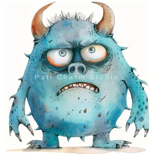 Baby Monster Clipart Bundle, Watercolor Bundle for Kids, Birthday ...