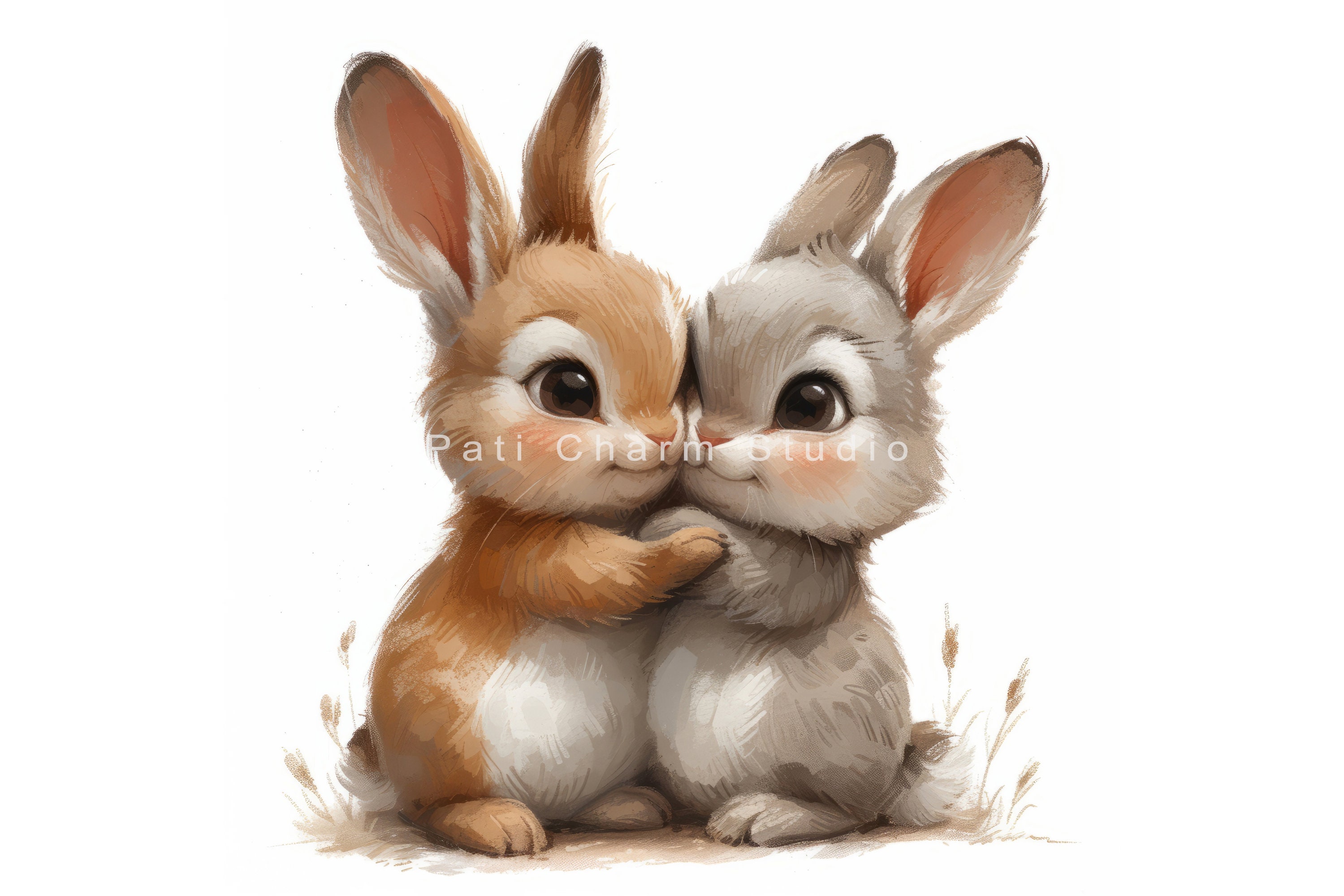 Bunnies in Love Clipart Bundle, Scrapbooking, Digital Download ...