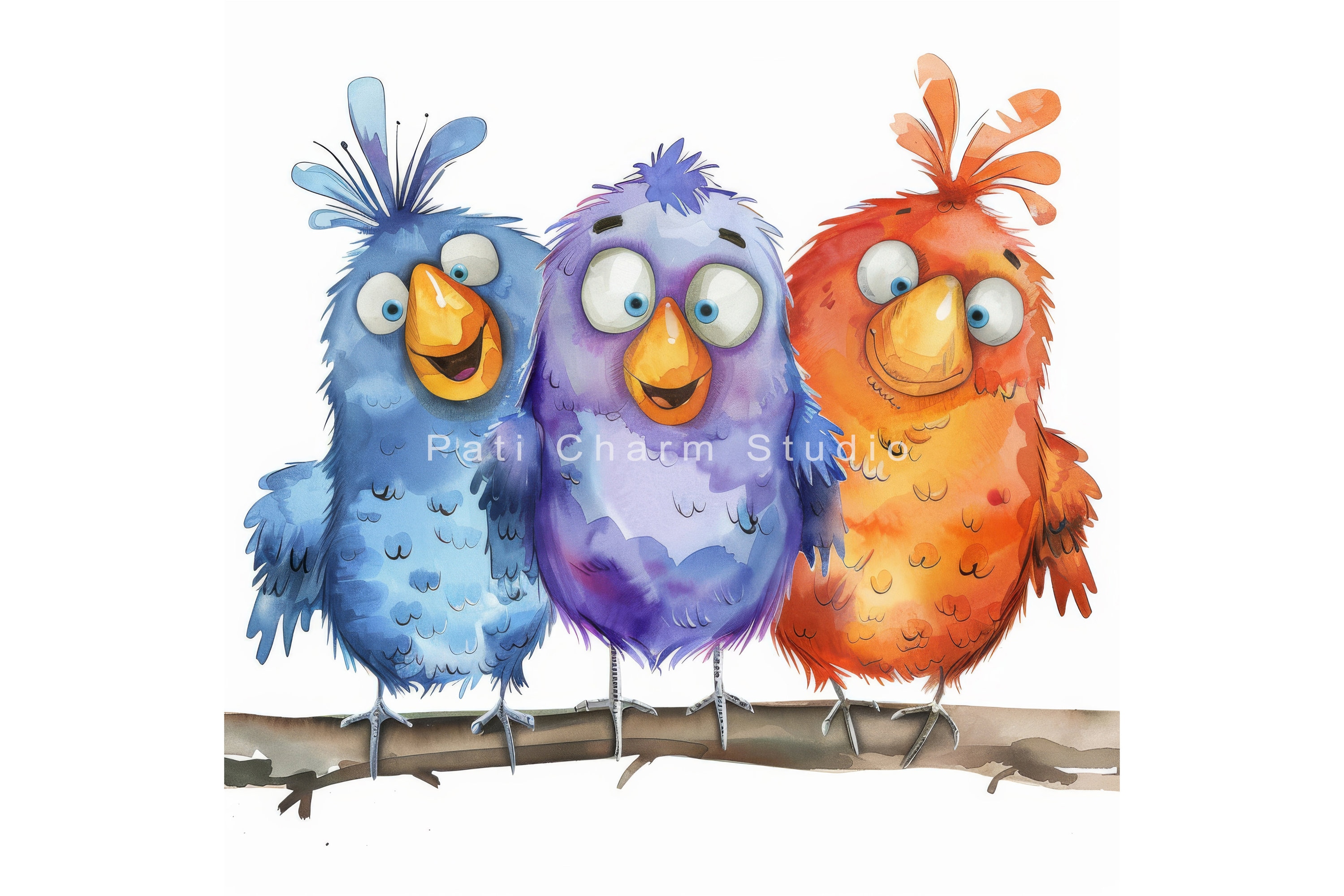 Colorful Bird Clipart Bundle, Digital Download, Watercolor Bird Clipart ...