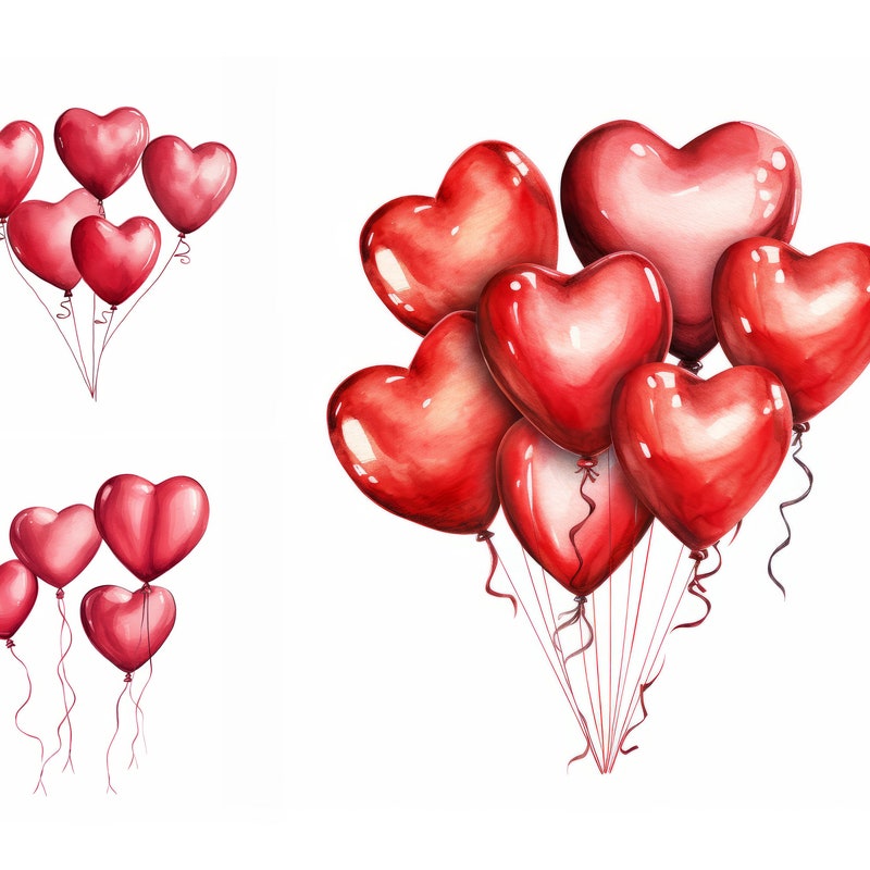 Heart Balloons Clipart - Etsy