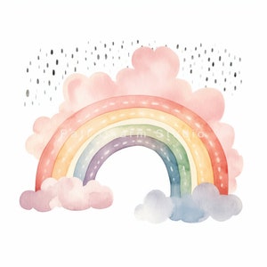 Watercolor Nursery Boho Rainbow Clipart Bundle Pngs, Boho Stickers Jpgs ...