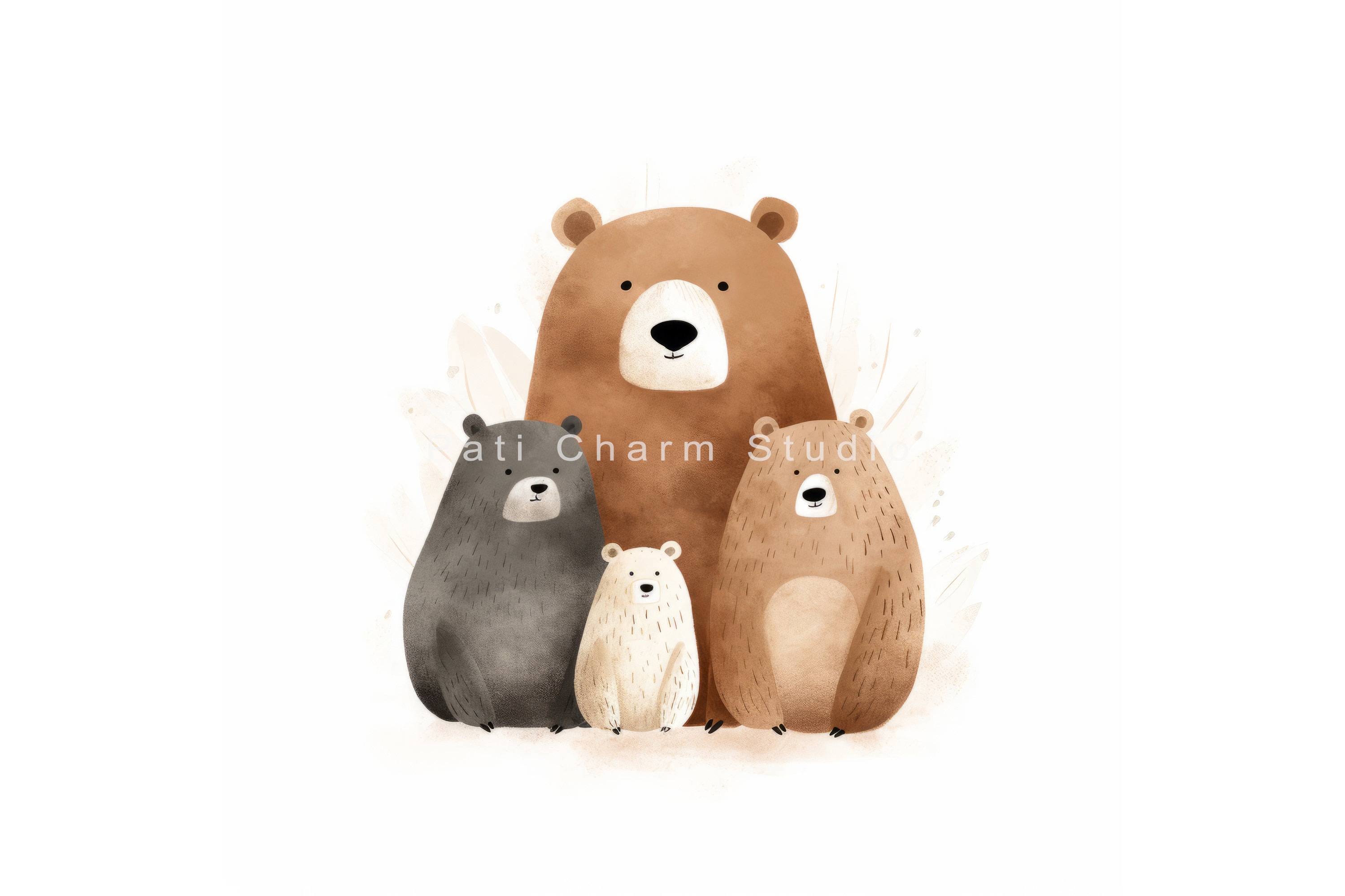 Cute Bear Family Clipart Bundle, High Quality Jpgs, Watercolor Nursery ...