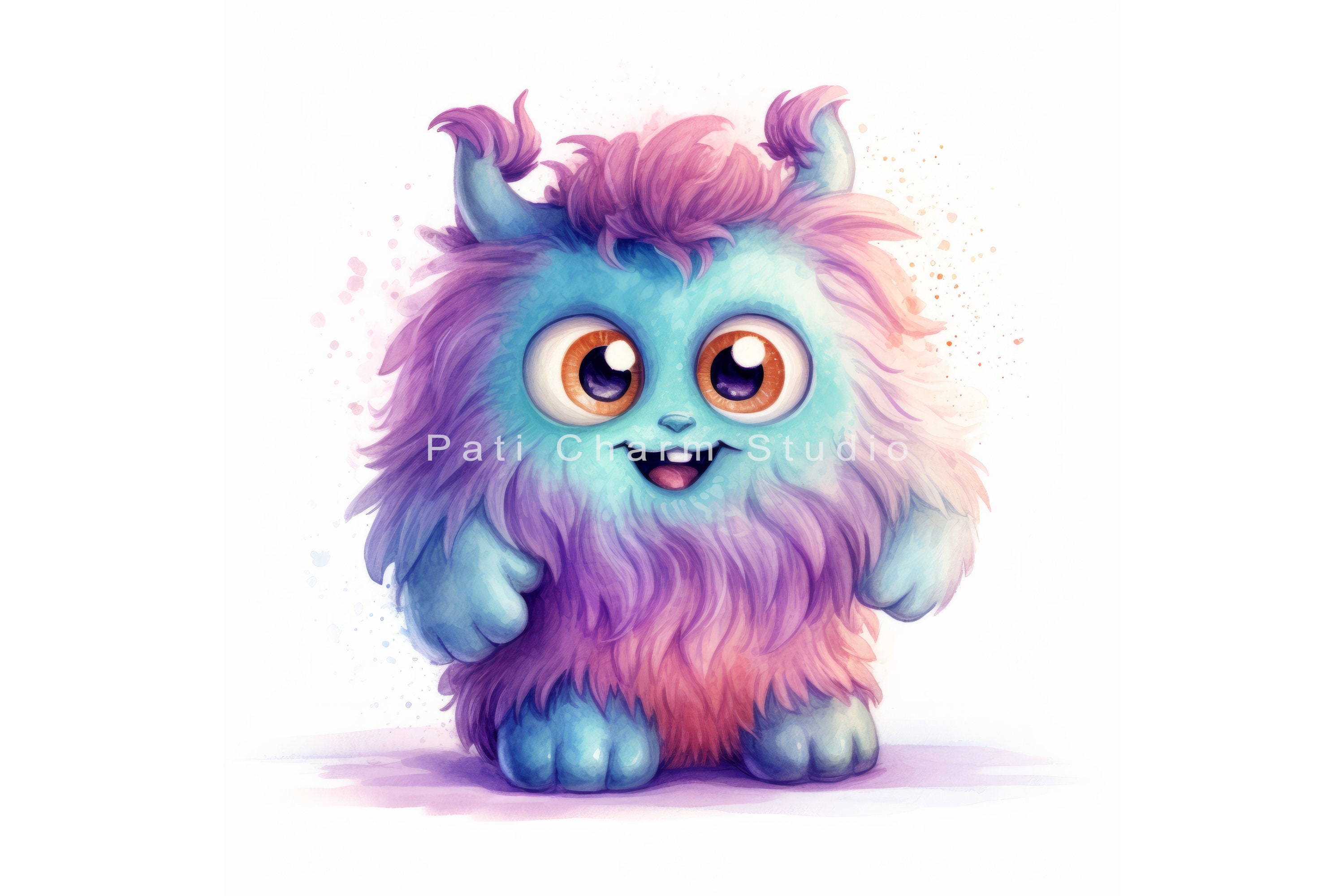 Cute Monster Clipart Bundle, High Quality Jpgs, Watercolor Monster for ...