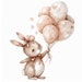 9 Sweet Bunny Flying on Balloons Clipart Bundle, High Quality Jpgs ...