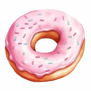 Watercolor Donuts Clipart Set, Sweet Dessert Clipart Bundle for ...