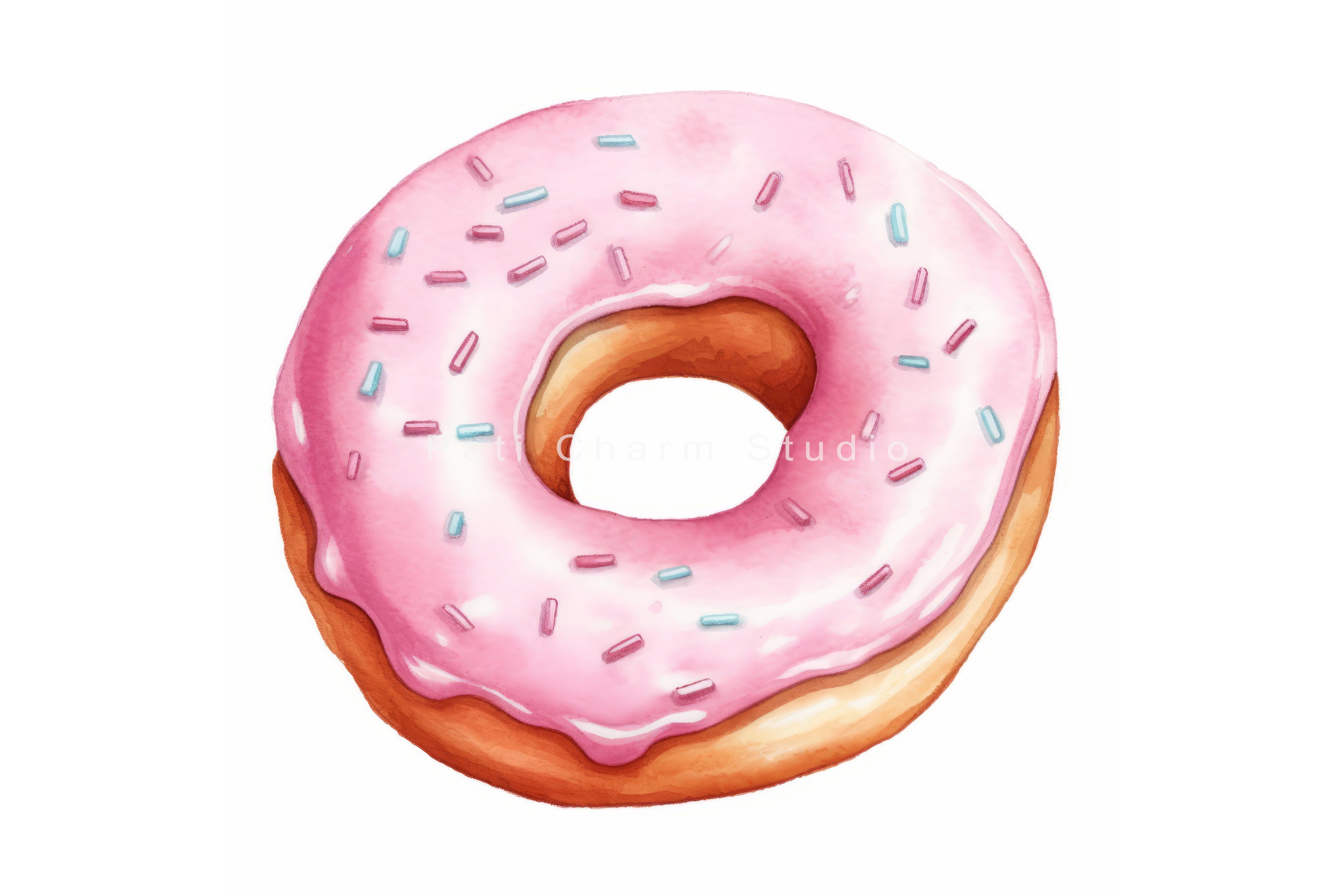 Watercolor Donuts Clipart Set, Sweet Dessert Clipart Bundle for ...