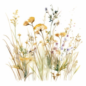 Watercolor Meadow, Clipart Bundle, Floral Clipart Set, Autumn Clipart ...