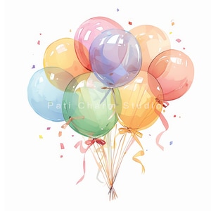 Birthday Balloon Clipart Bundle, Watercolor Balloon Clipart, Happy ...