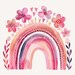 Nursery Pink Rainbow Clipart Bundle, Watercolor Clipart, Pink Clipart ...