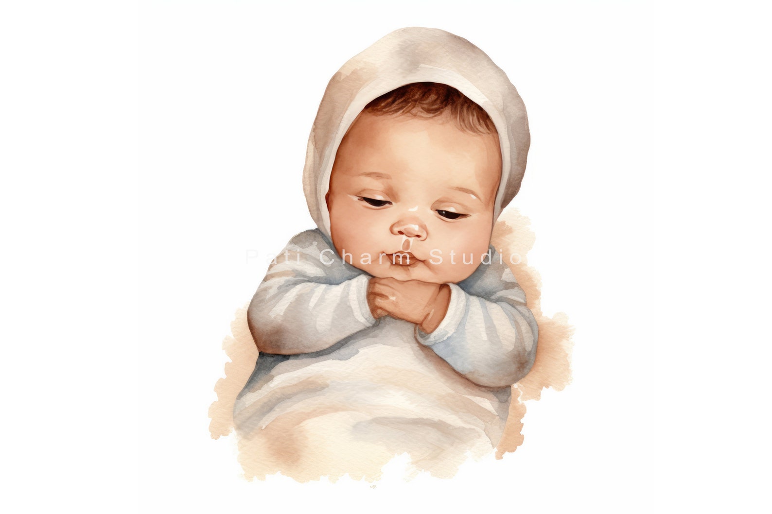 Newborn Baby Clipart Set, Nursery Wall Art, Watercolor Baby Clipart ...