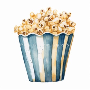 Blue Popcorn Clipart Set, High Quality Jpgs, Digital Clipart for Kids ...