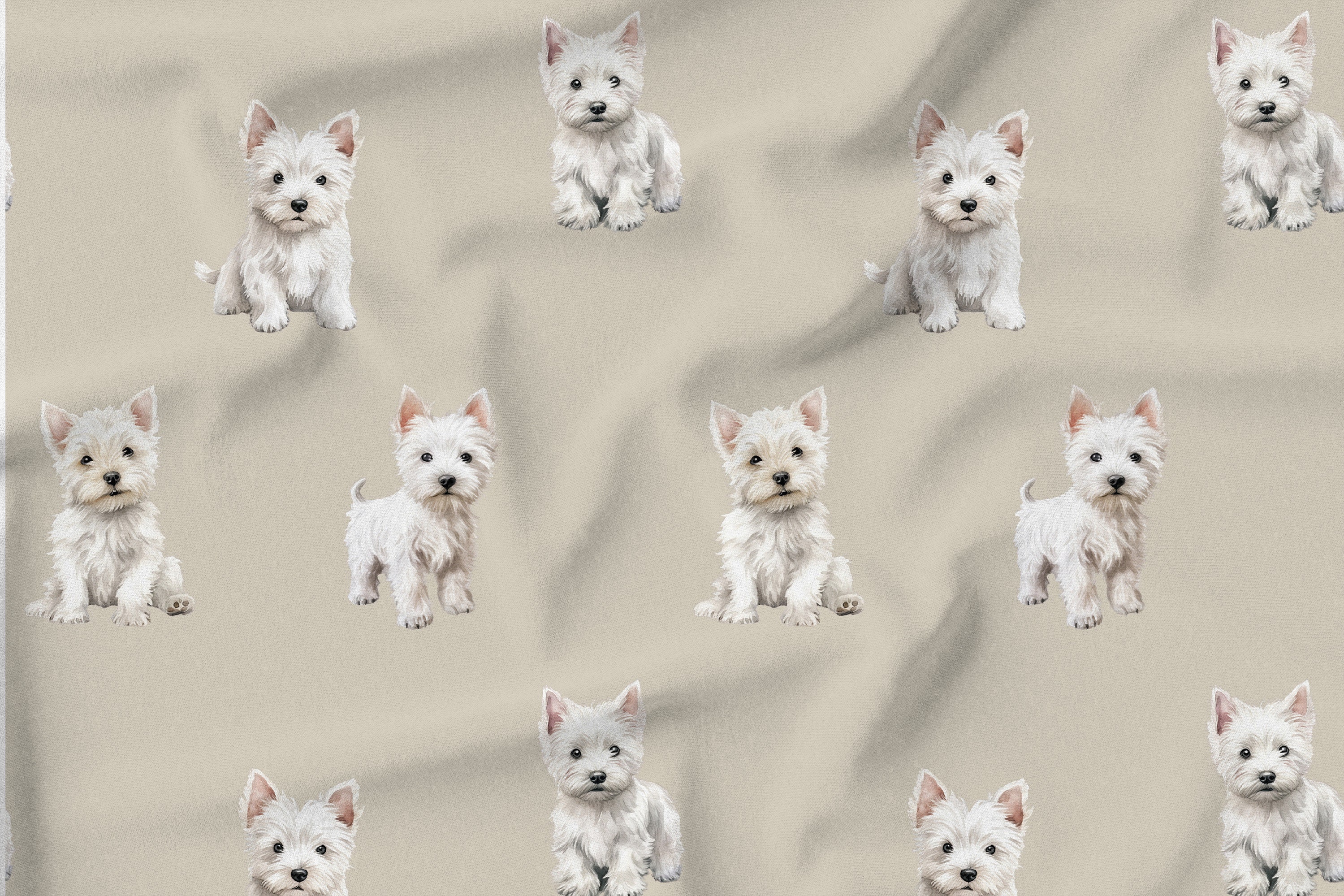 Westie Dogs Seamless Pattern West Highland White Terrier Digital ...