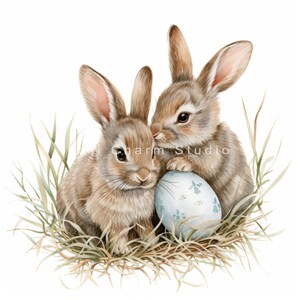 Easter Bunny Family Clipart Bundle, Digital Clipart, Watercolor Easter ...