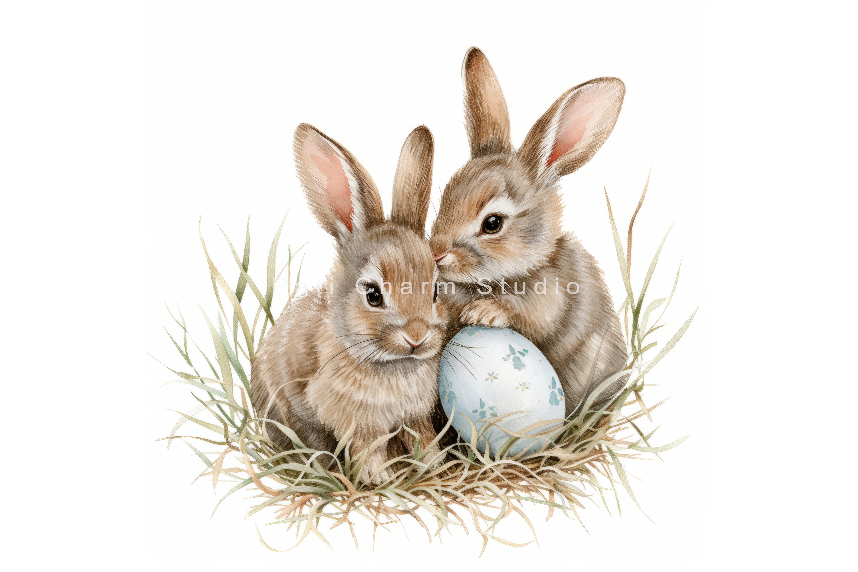 Easter Bunny Family Clipart Bundle, Digital Clipart, Watercolor Easter ...