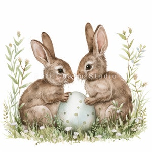 Easter Bunny Family Clipart Bundle, Digital Clipart, Watercolor Easter ...