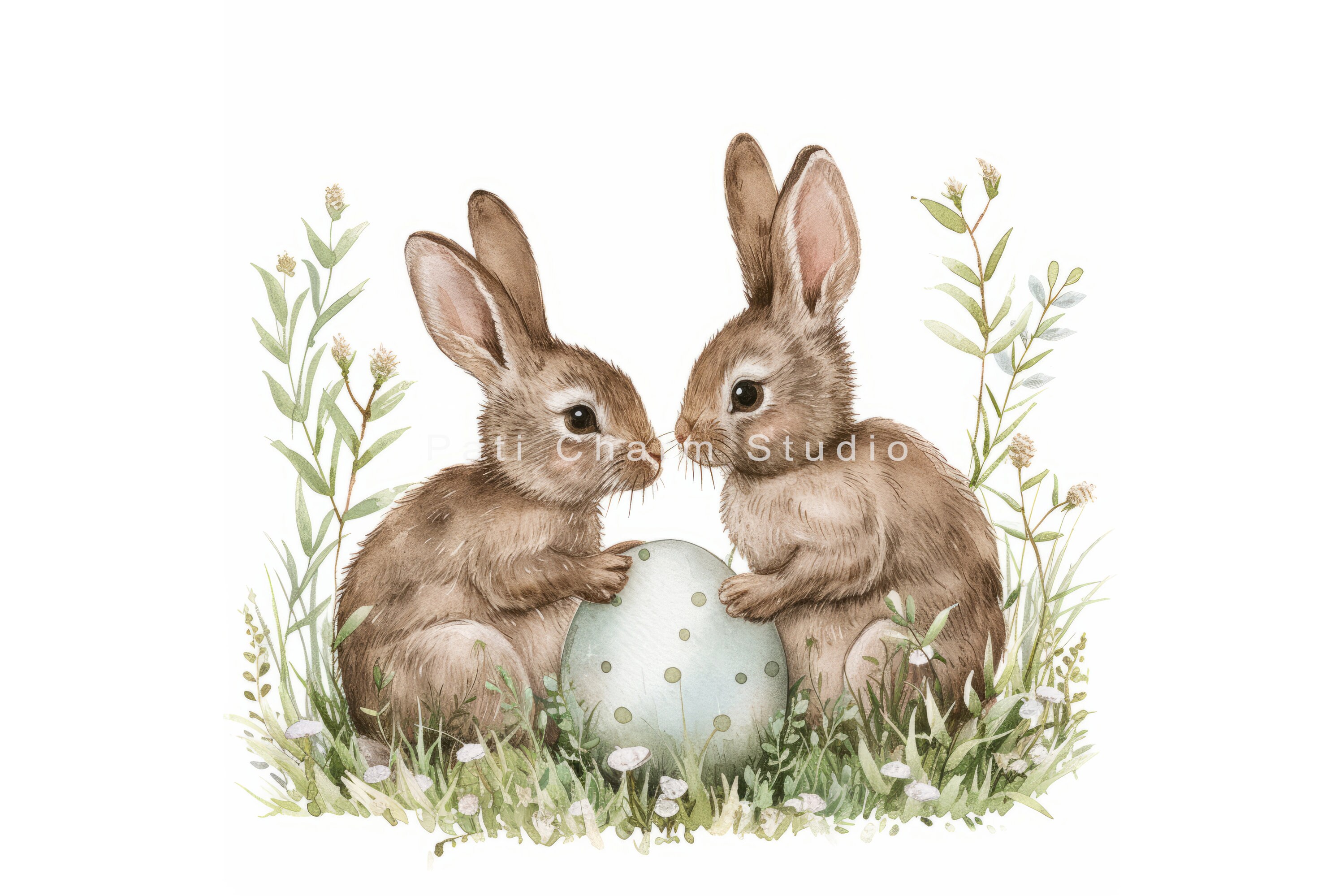 Easter Bunny Family Clipart Bundle, Digital Clipart, Watercolor Easter ...