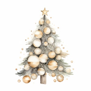 Gold Christmas Tree Clipart Bundle, High Quality Jpgs, Winter Tree ...