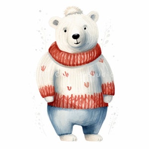 Polar Bear Clipart Bundle, Christmas Clipart, Digital Download, Jpgs ...