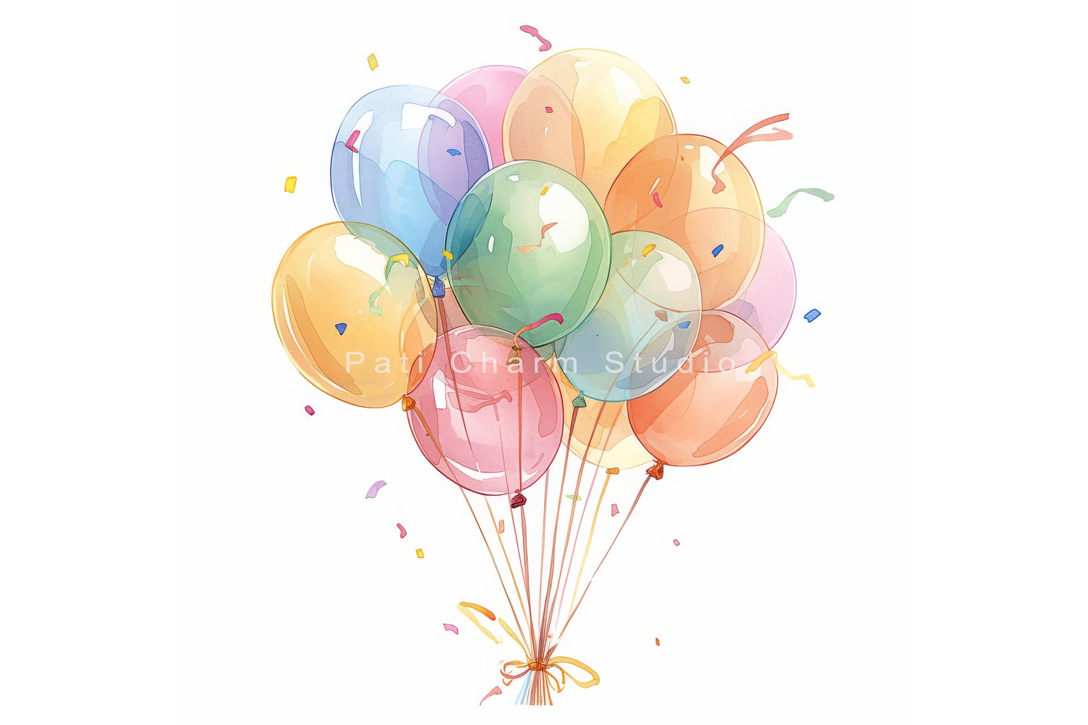 Birthday Balloon Clipart Bundle, Watercolor Balloon Clipart, Happy ...