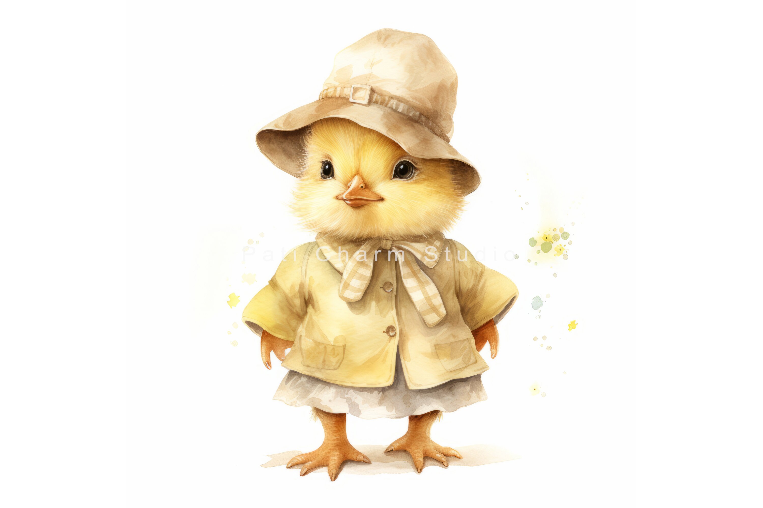 Watercolor Easter Chicken Clipart Set, Digital Planner, Cute Little ...