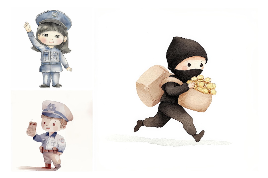 Playful Policeman, Sneaky Thief, Cute Detective, Adorable Burglar ...