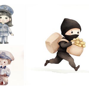 Playful Policeman, Sneaky Thief, Cute Detective, Adorable Burglar ...