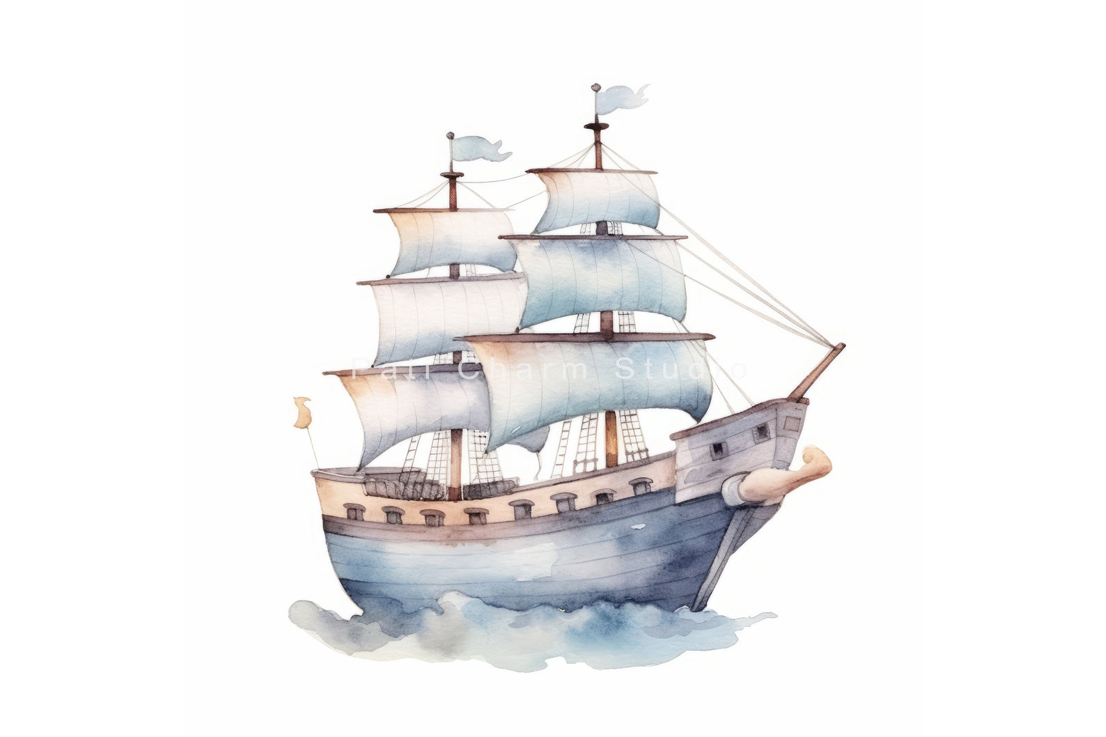 Watercolor Pirates Clipart Bundle, Pirate Ship Clipart, Instant ...