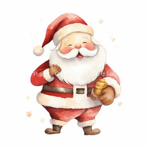 Santa Claus Watercolor Clipart Bundle, Cute Santa Claus, Winter Holiday ...