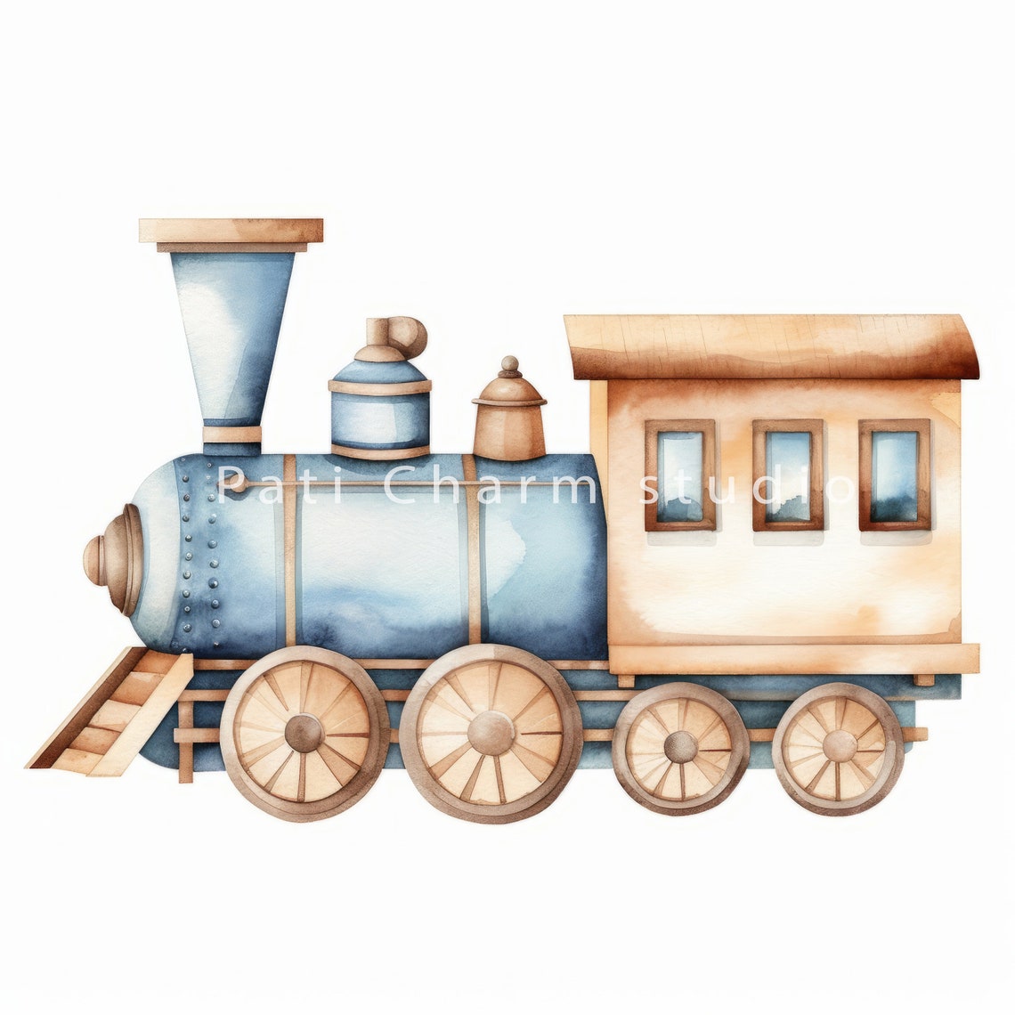 Watercolor Train Clipart Bundle, High Quality Jpgs, Nursery Wall Art ...