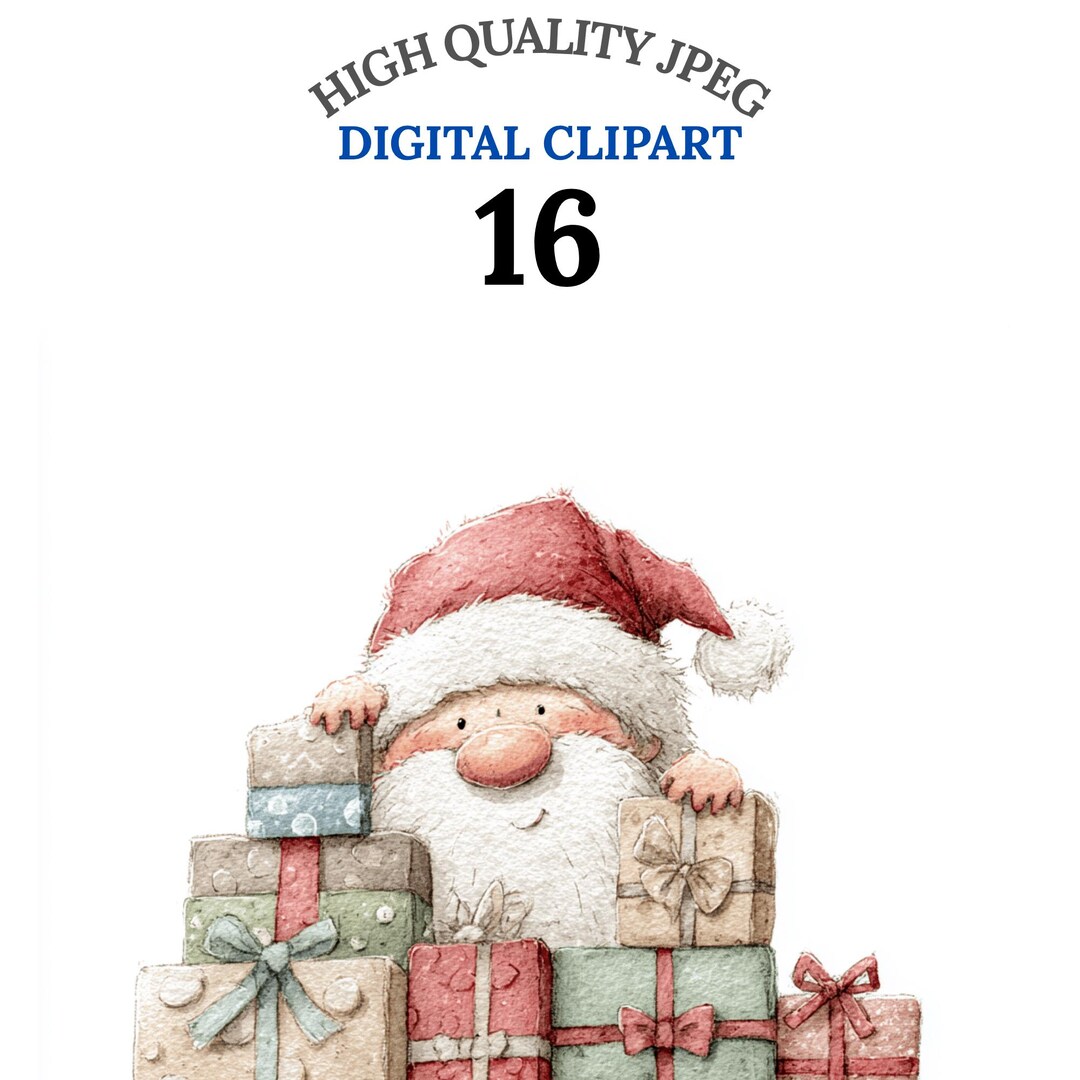 Peeking Santa Clipart, Christmas Santa JPEG Set, Holiday Santa Claus ...