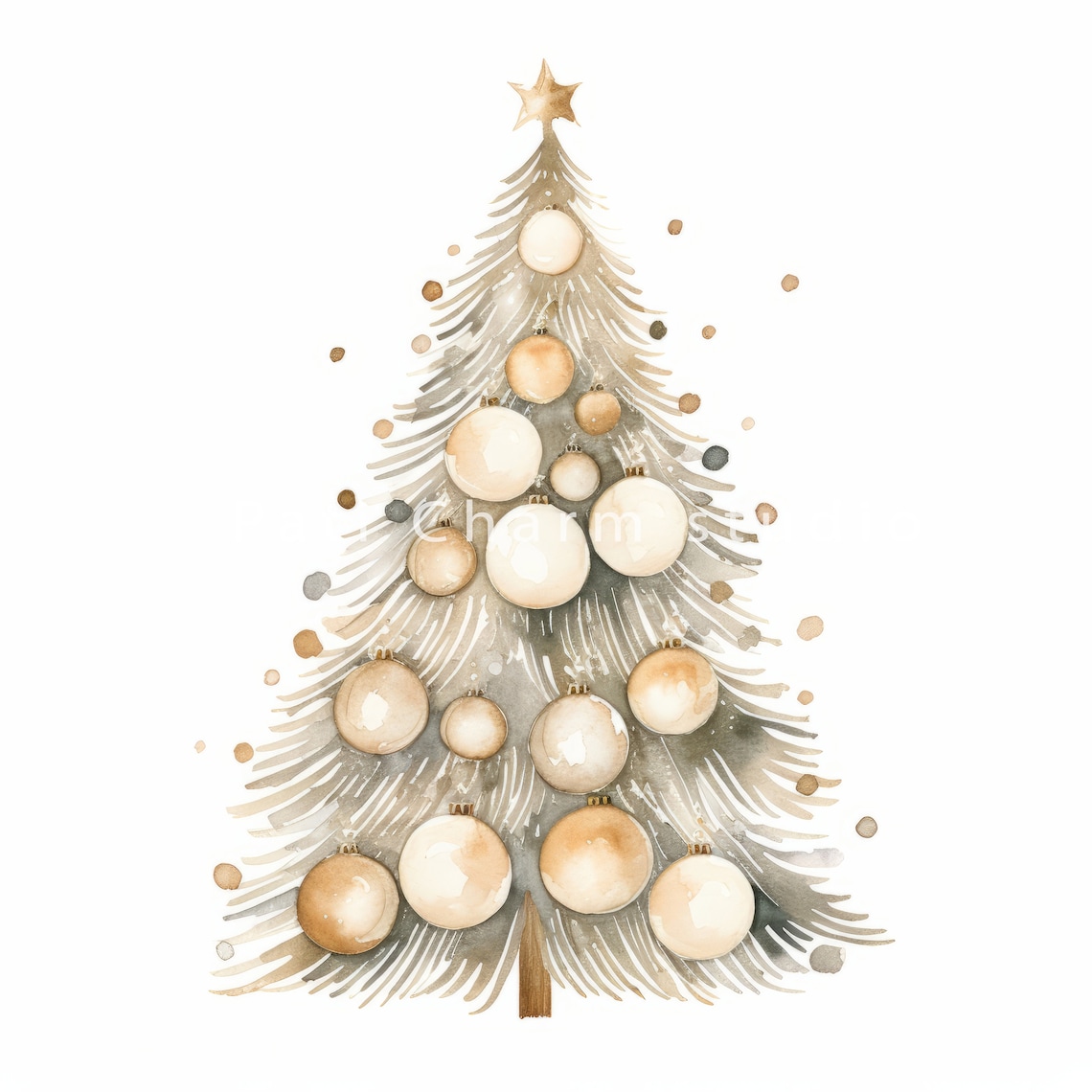 Gold Christmas Tree Clipart Bundle, High Quality Jpgs, Winter Tree ...