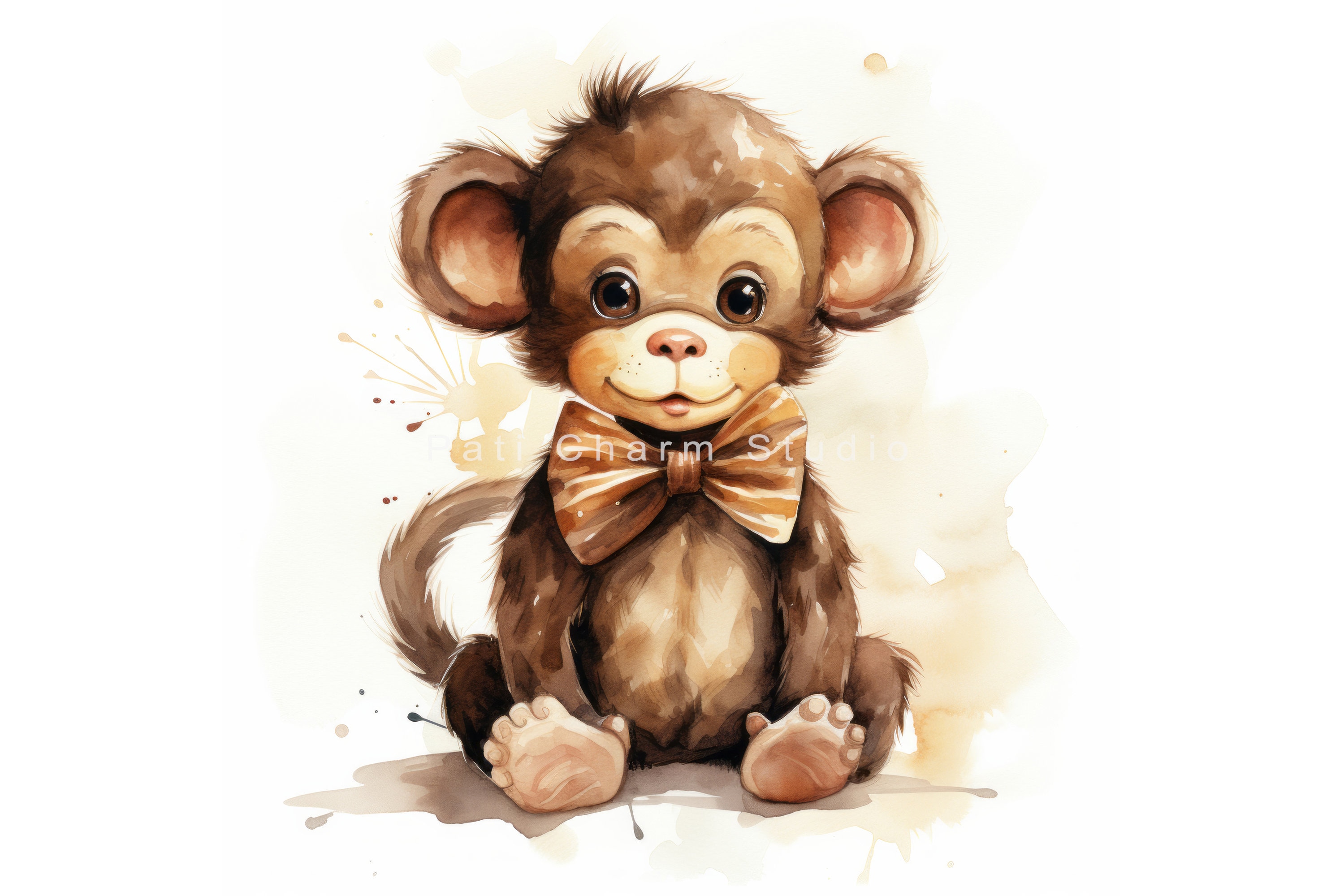 Watercolor Monkey Clipart Bundle, High Quality Jpgs, Card Making, Baby ...