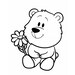 Cute Bear With Flowers Coloring Page for Kids, Instant Download ...