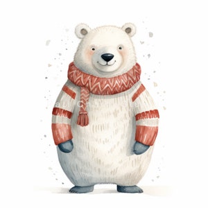 Polar Bear Clipart Bundle, Christmas Clipart, Digital Download, Jpgs ...