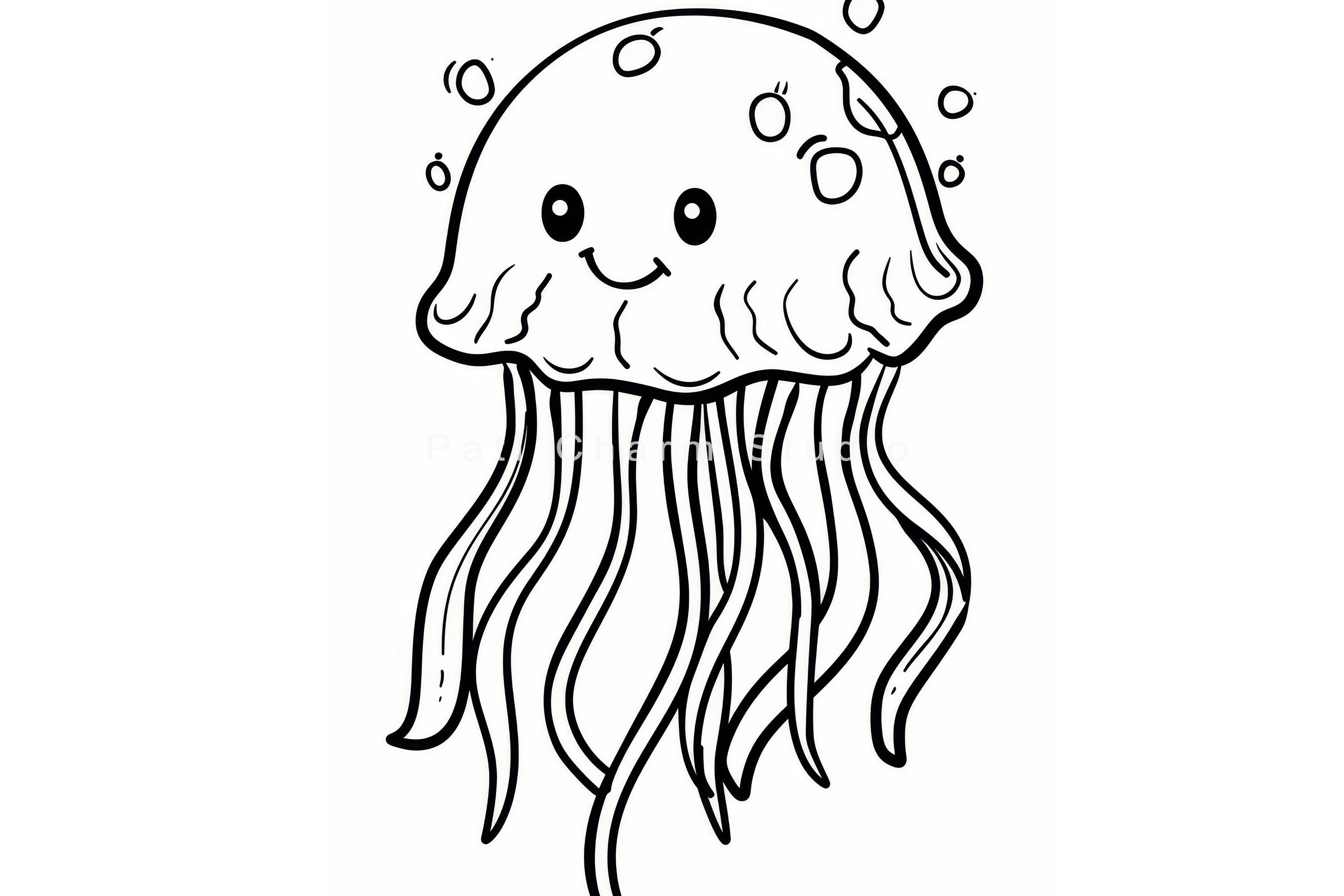 Ocean Creatures Clipart Coloring Page for Kids, Instant Download ...