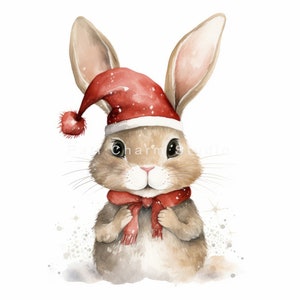 Watercolor Santa Rabbit Clipart PNG, High Quality, Christmas Bunny ...
