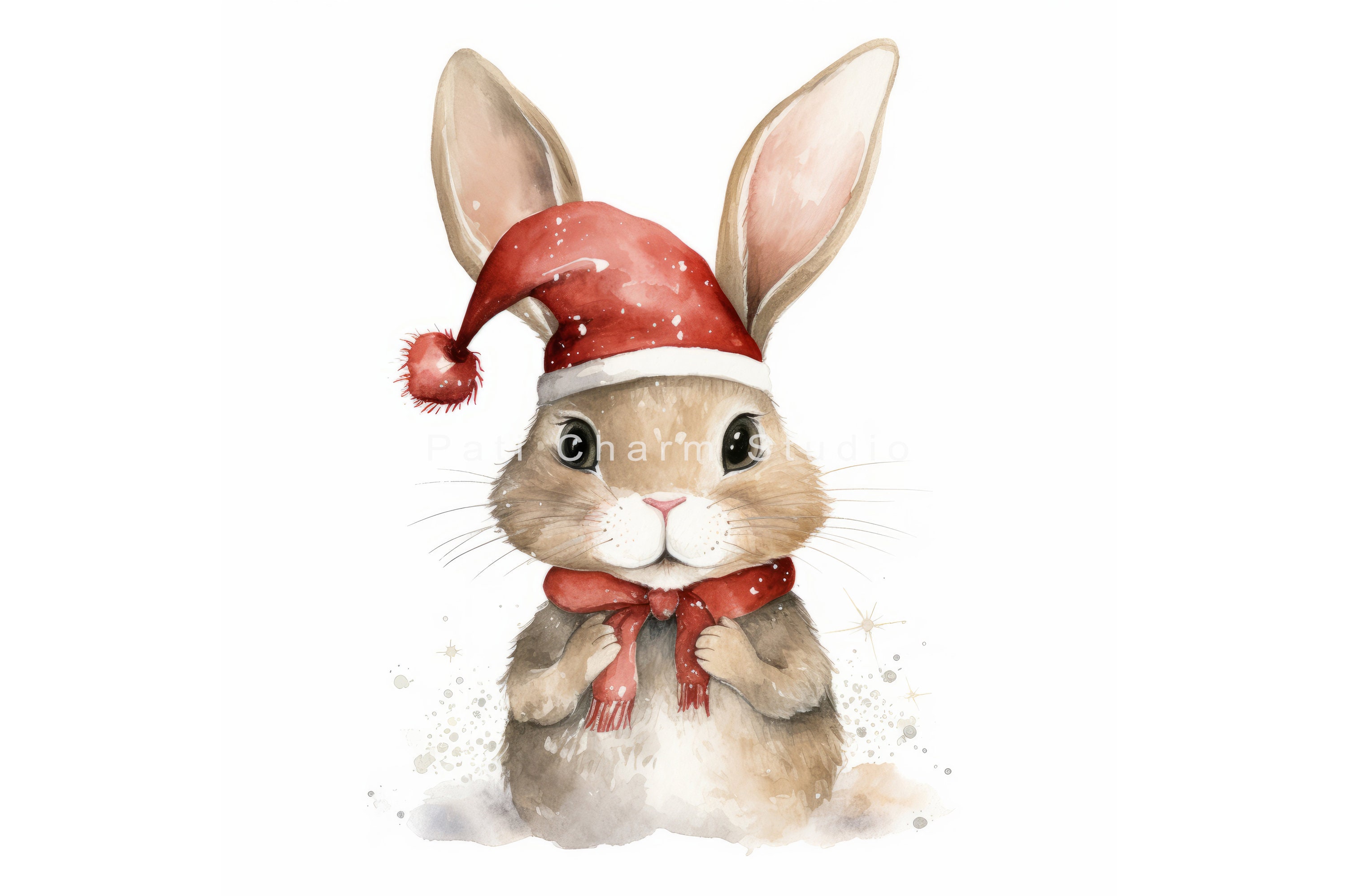 Watercolor Santa Rabbit Clipart PNG, High Quality, Christmas Bunny ...