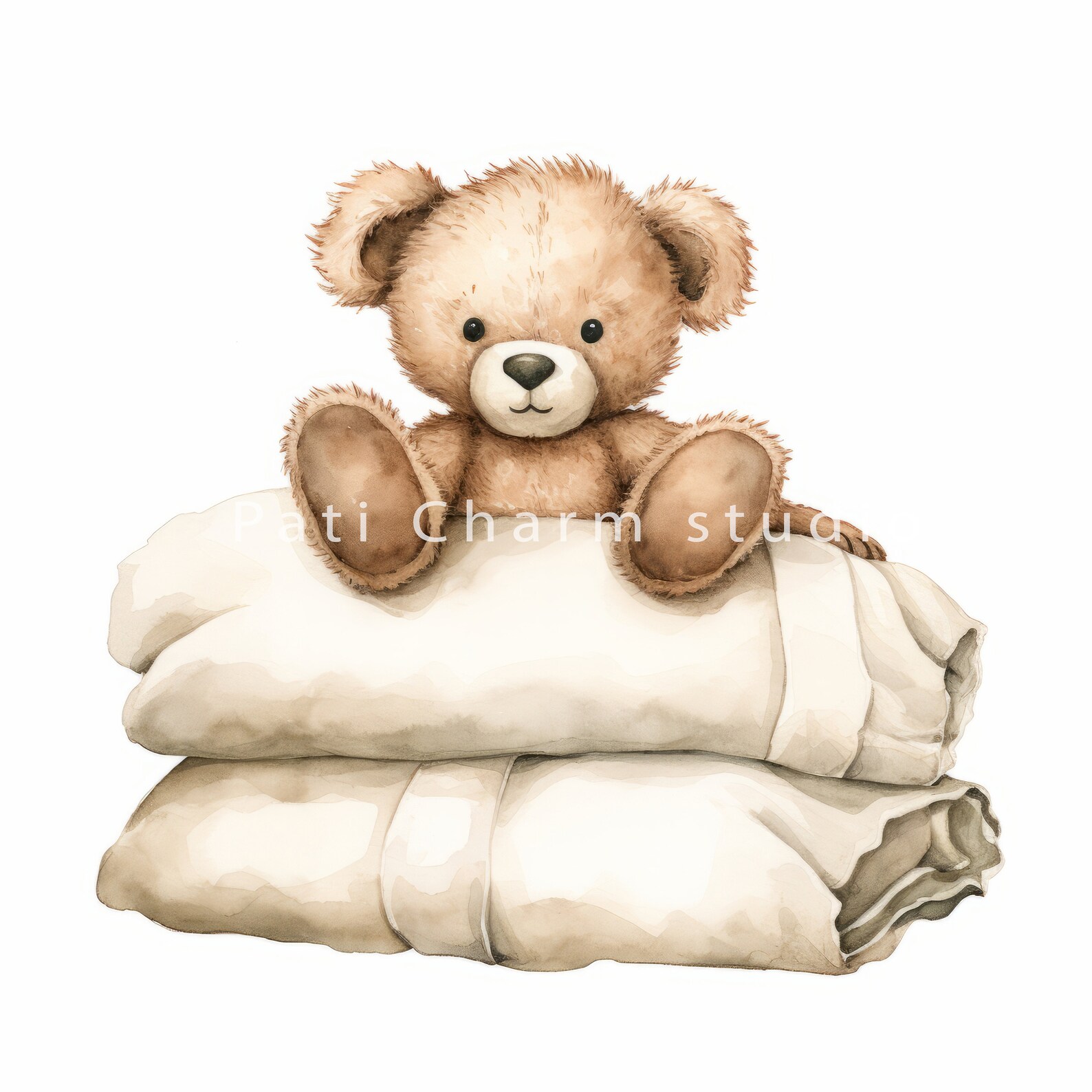 Cozy Teddy Bear Clipart, High Resolution JPG, Nursery Clipart Bundle ...