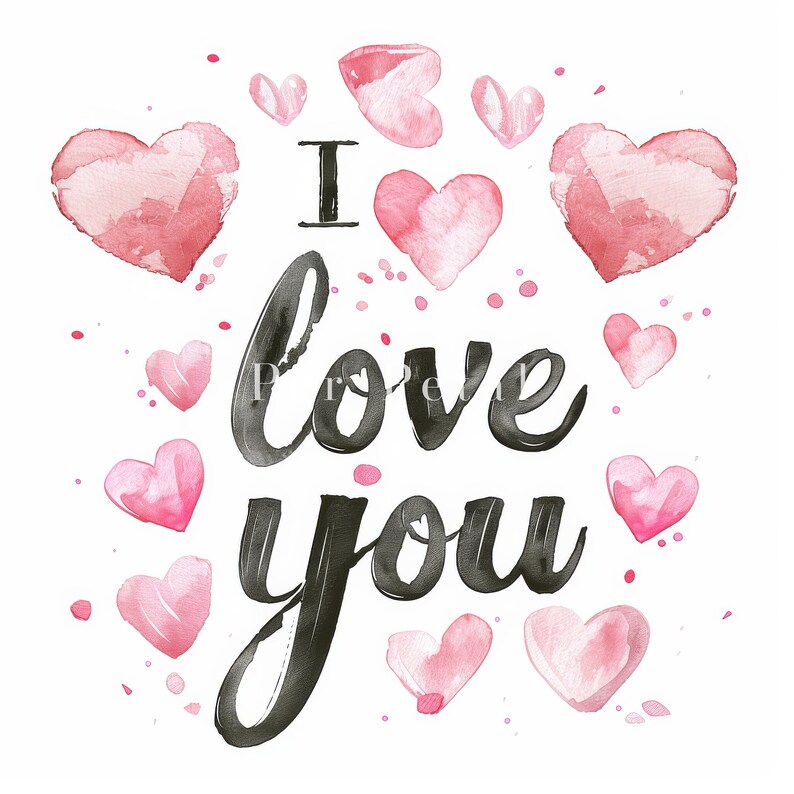 I Love You Clipart Bundle, High Quality Jpgs, Watercolor Valentines Day ...