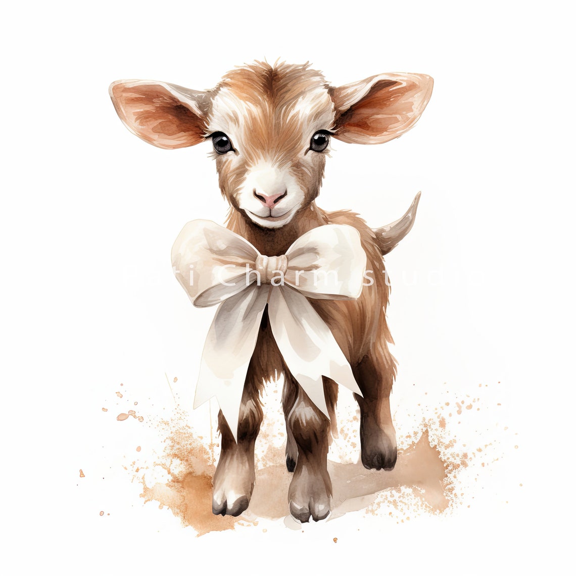 Watercolor Goat Clipart Bundle 9 High Quality Jpgs, Watercolor Farm ...