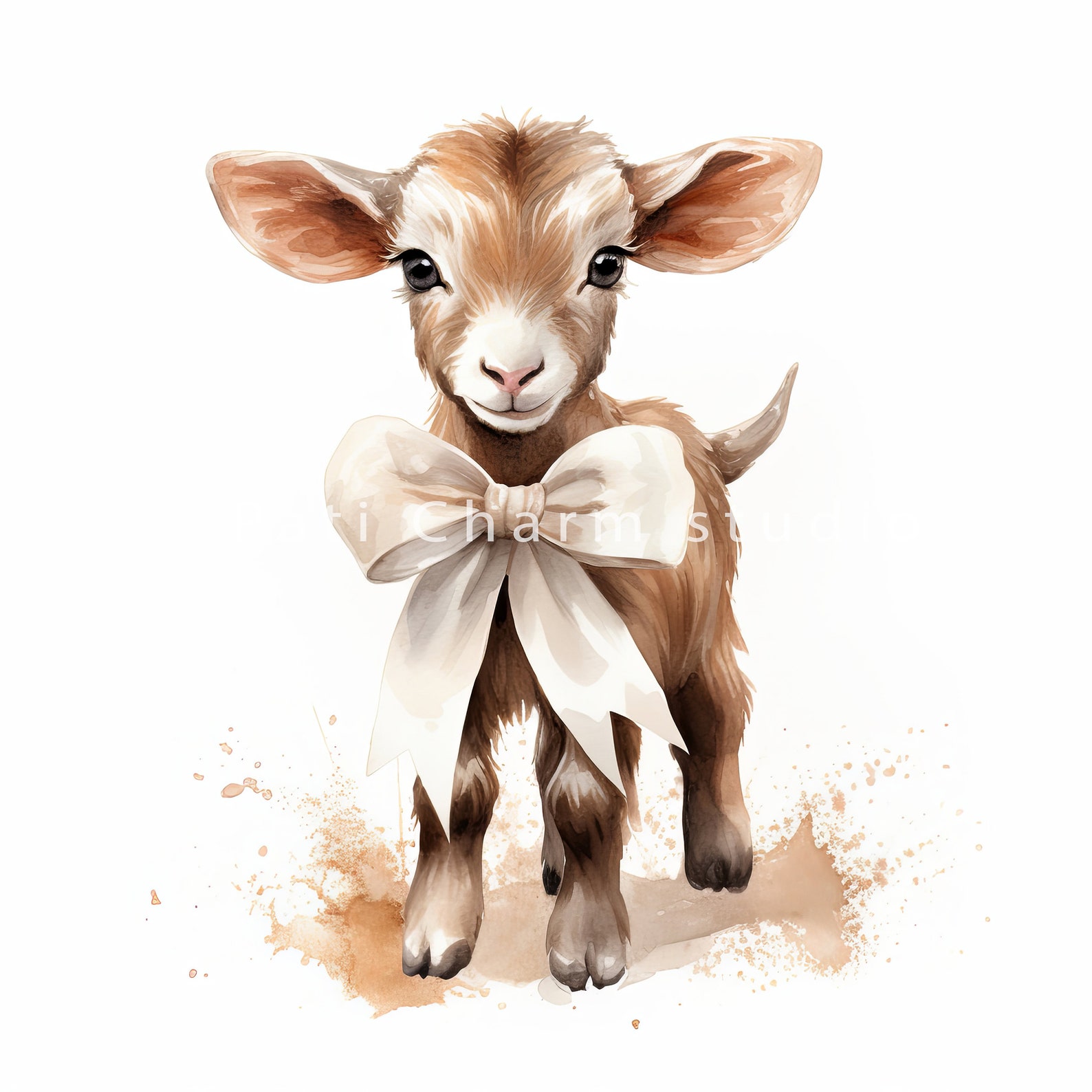 Watercolor Goat Clipart Bundle 9 High Quality Jpgs, Watercolor Farm ...