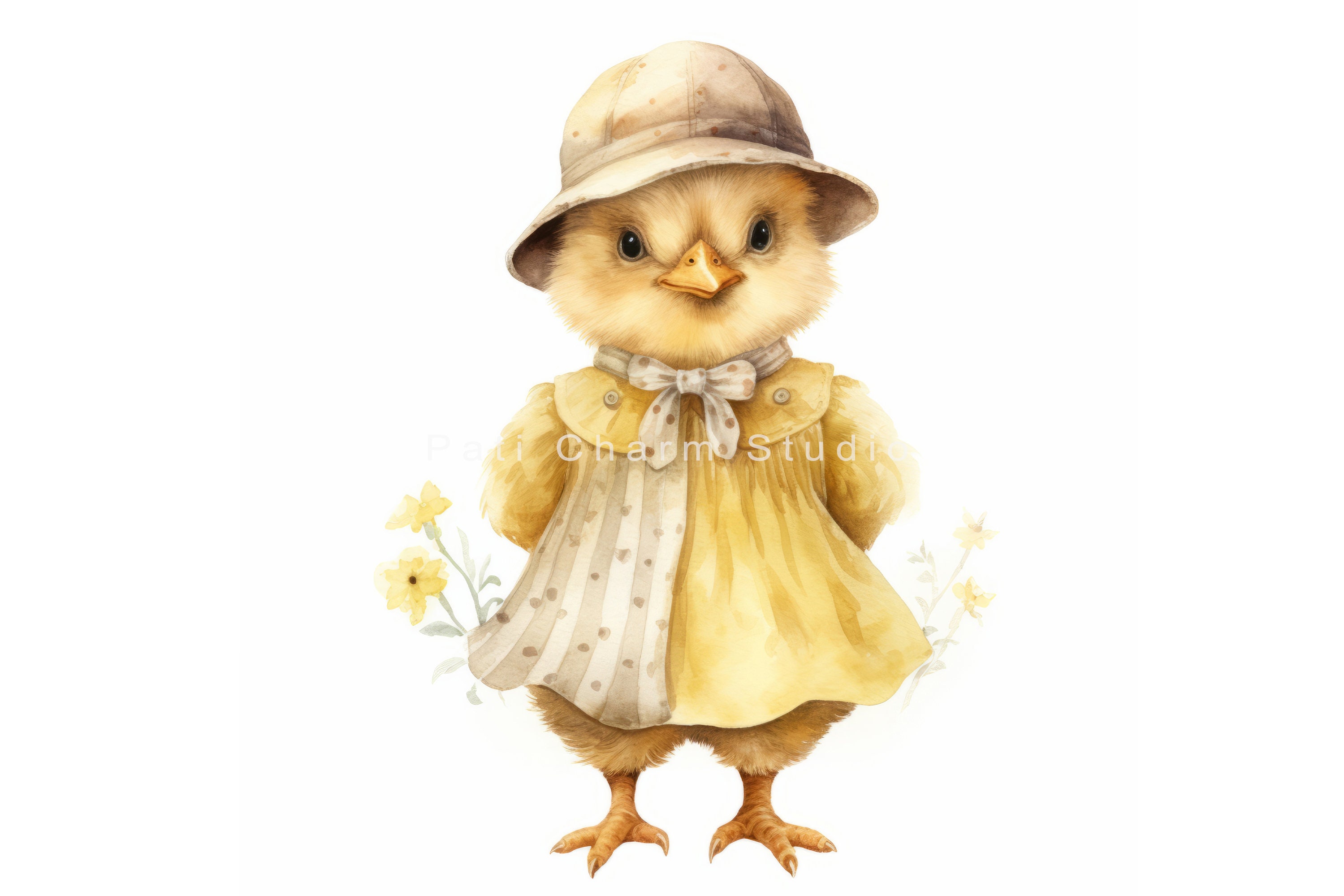 Watercolor Easter Chicken Clipart Set, Digital Planner, Cute Little ...