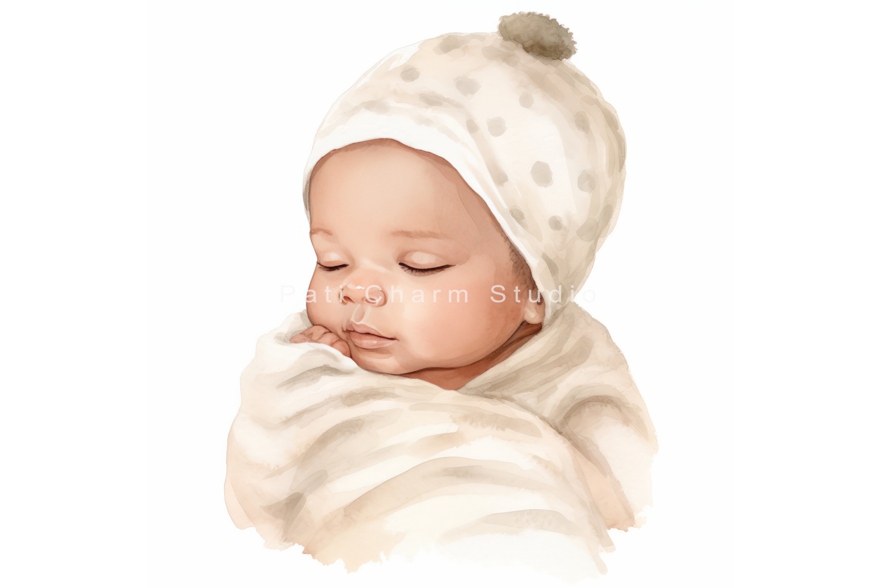 Newborn Baby Clipart Set, Nursery Wall Art, Watercolor Baby Clipart ...
